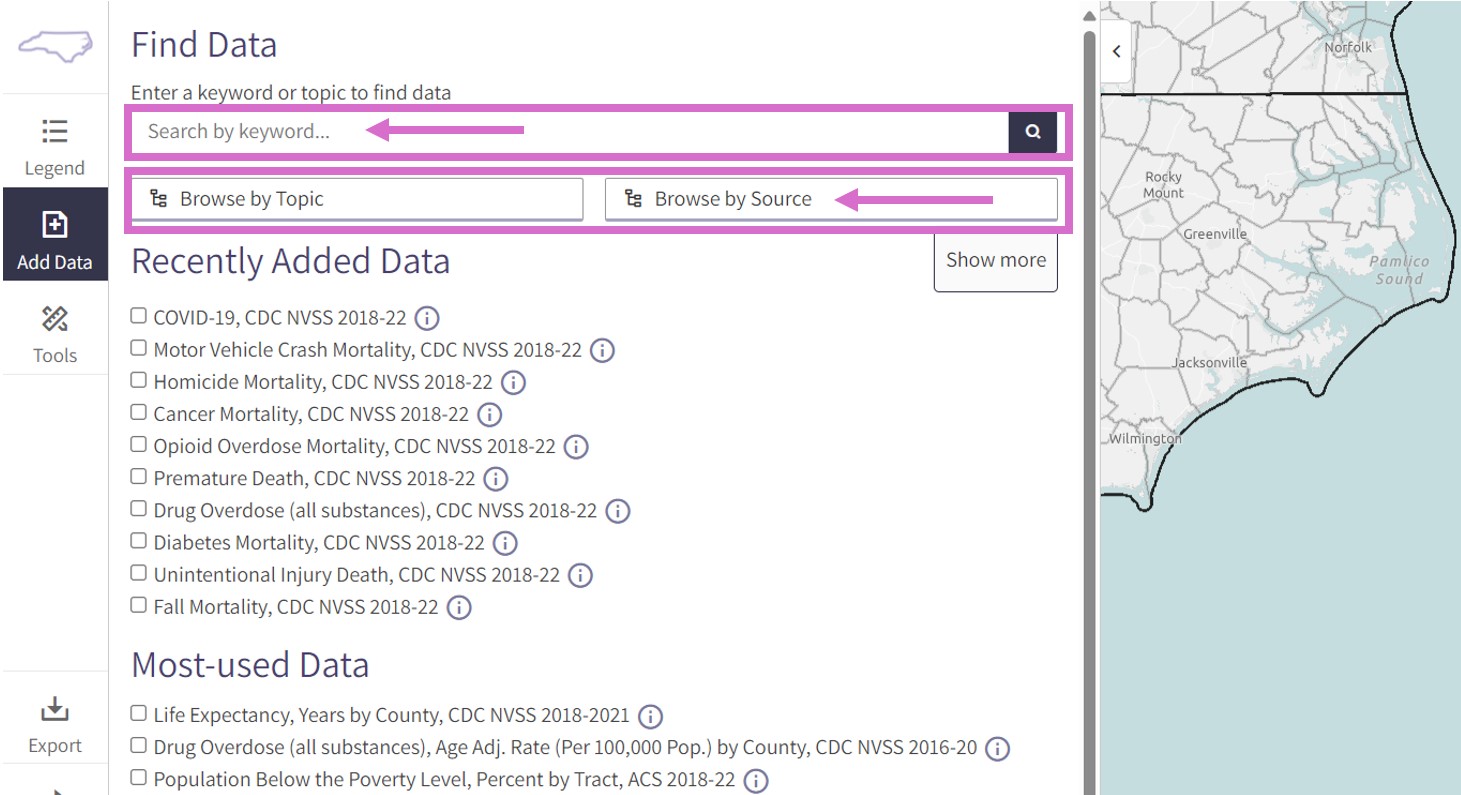 Map Room Support – North Carolina Data Portal