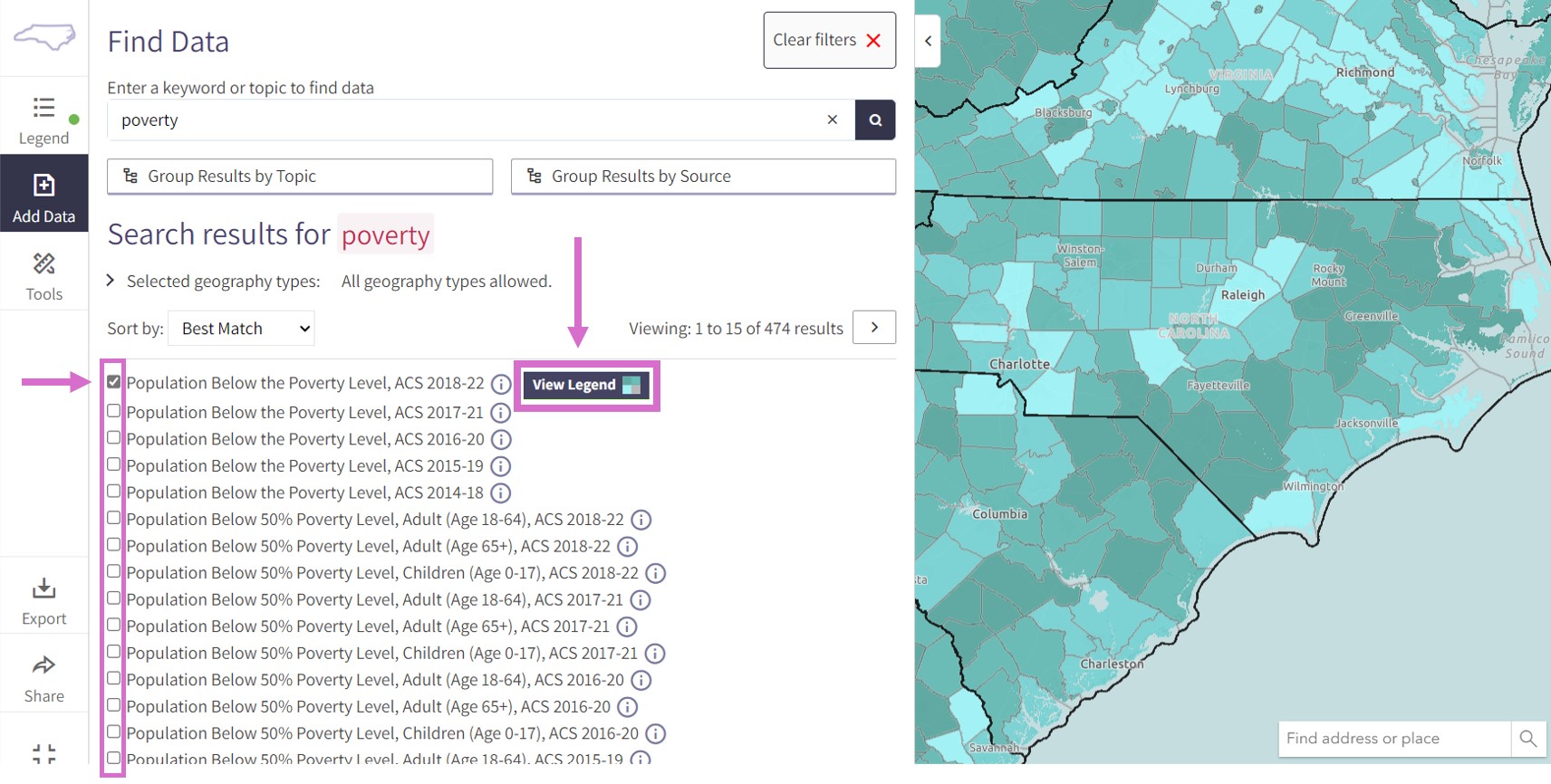 Map Room Support – North Carolina Data Portal
